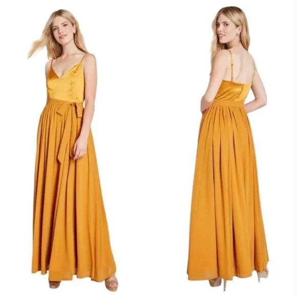 Modcloth | Dresses | Modcloth Gold Yellow Meant To Be Vneck Formal Maxi ...